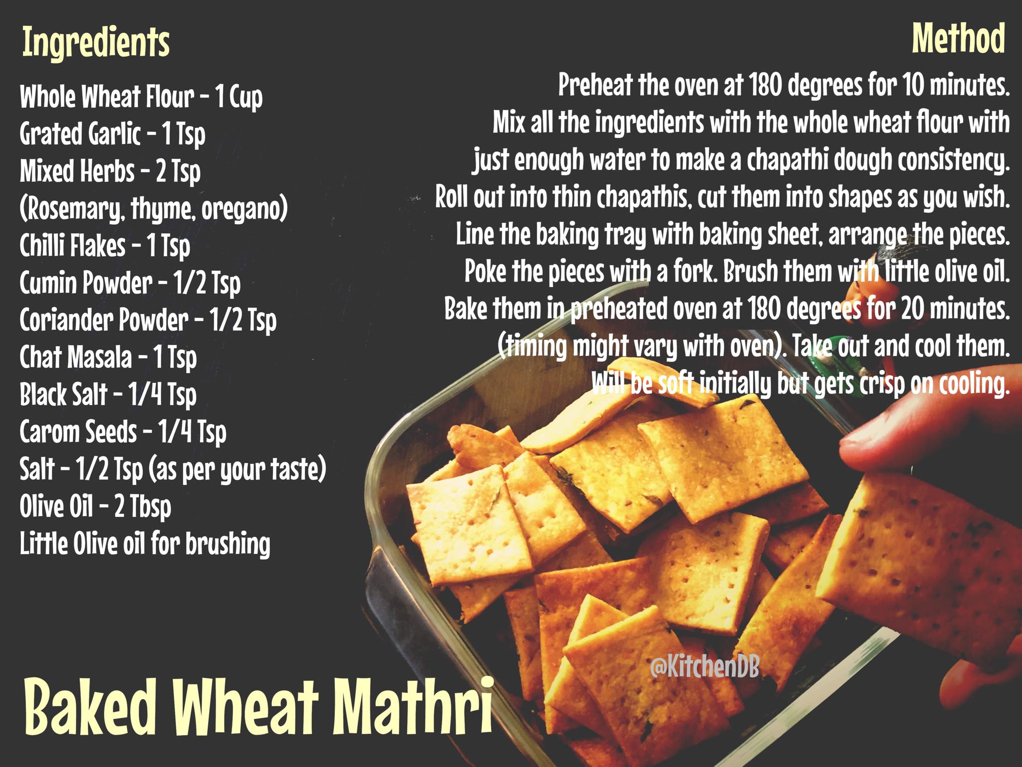 Baked Wheat Mathri – With Garlic and Mixed Herbs – KitchenDB – My ...